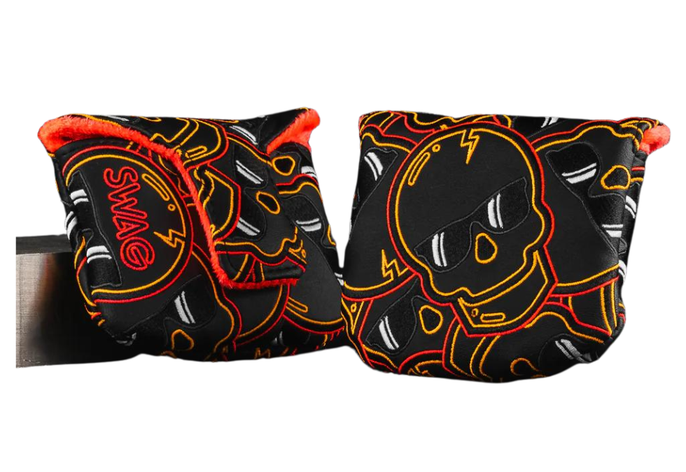 Swag Golf's "ECLIPSE ORANGE FLARE STACKED SKULLS 2.0" Mallet Cover ...